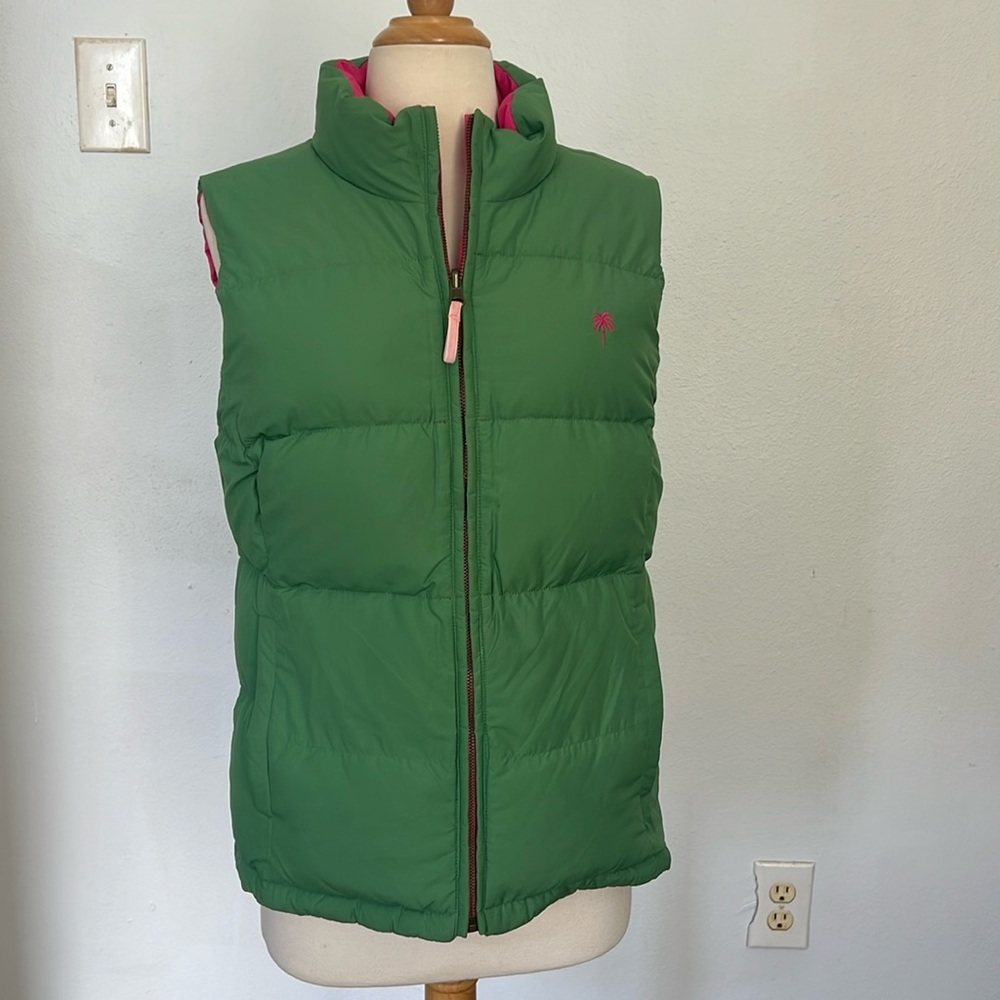 Lilly Pulitzer Puffer Reversable Down Pink & Green Ve… - Gem